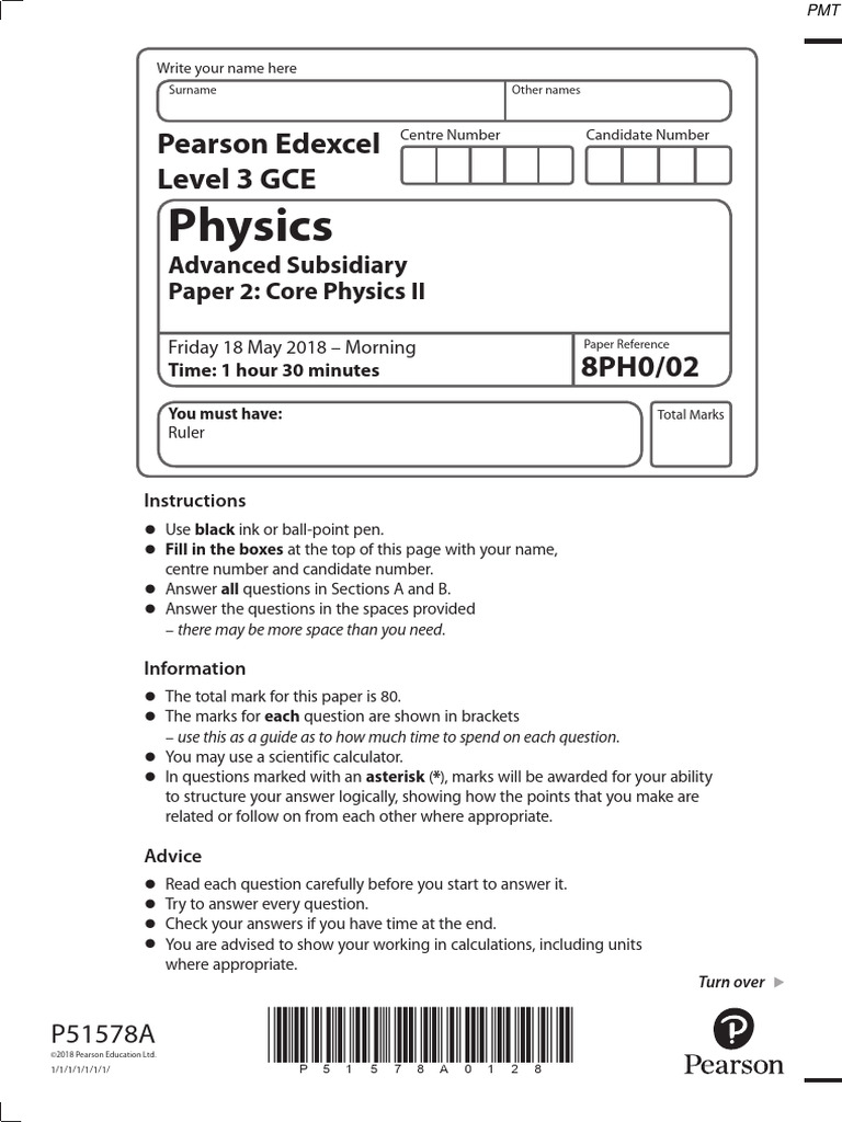 June 2018 QP - Paper 2 Edexcel Physics AS-level | PDF | Waves | Electron June 2018 QP - Paper 2 Edexcel Physics AS-level | PDF | Waves | Electron