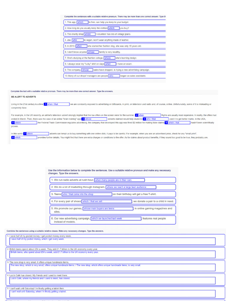 Answer Key Grammar Practice Unit 3 | PDF
