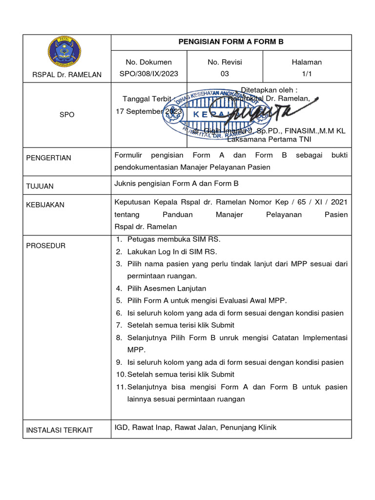 SPO Pengisian Form A Form B | PDF