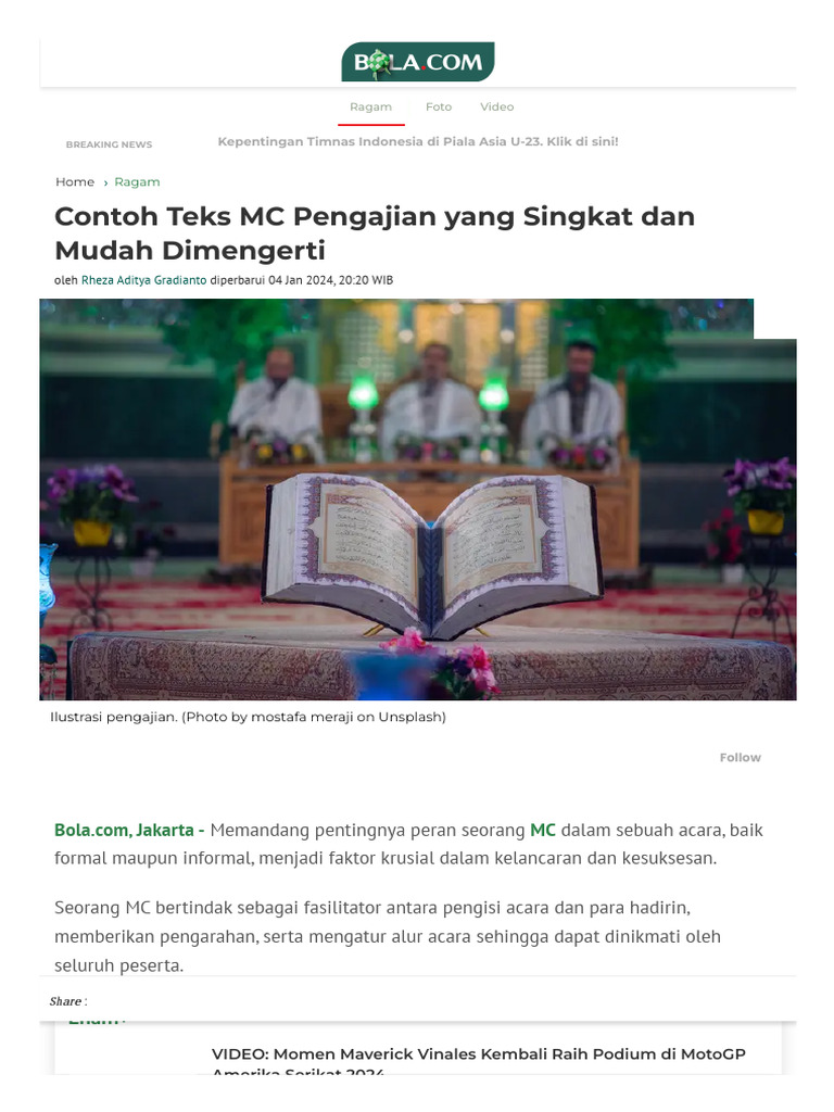 Contoh Teks MC Pengajian Yang Singkat Dan Mudah Dimengerti - Rag | PDF ...