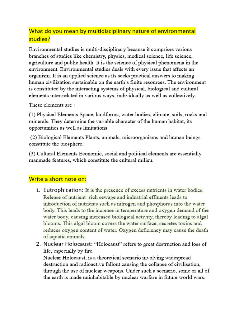 Evs Sem 1 Exam | Download Free PDF | Water Pollution | Greenhouse Effect
