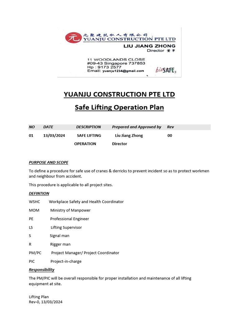 Safe Lifting Paln - (Yuanju) | PDF | Crane (Machine)
