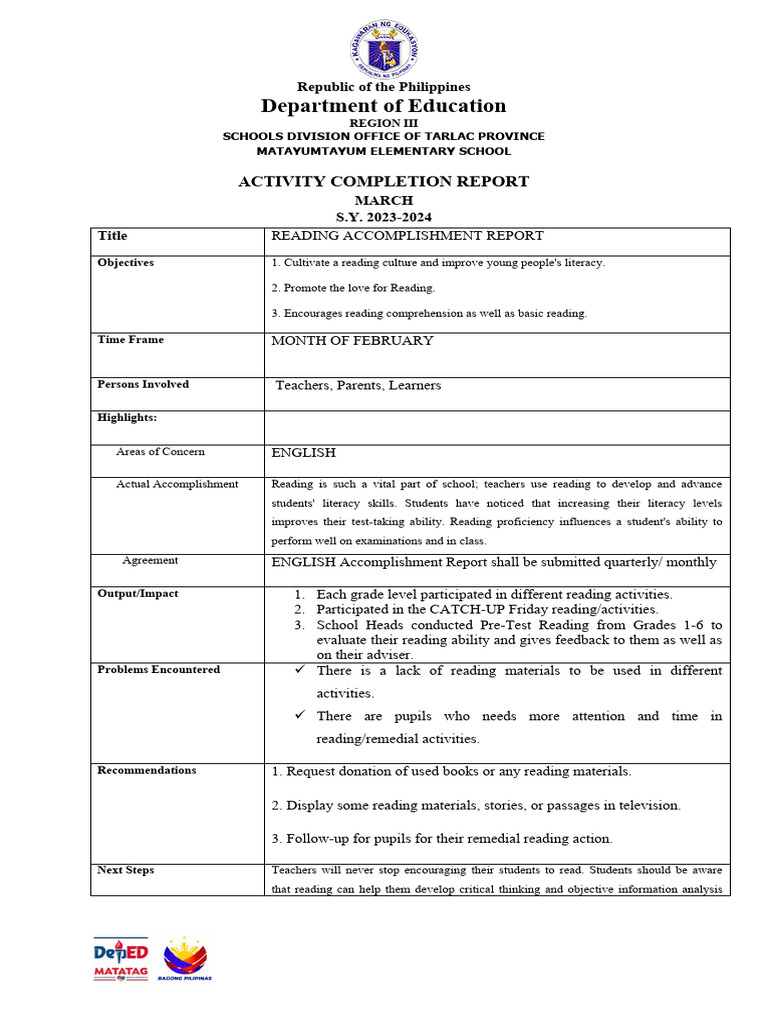 March Acr English Reading | PDF | Literacy | Teachers