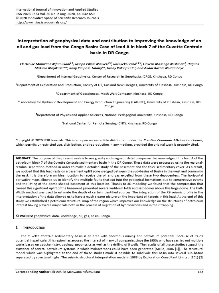 Interpretation of Geophysical Data and Contribution To Improving The ...