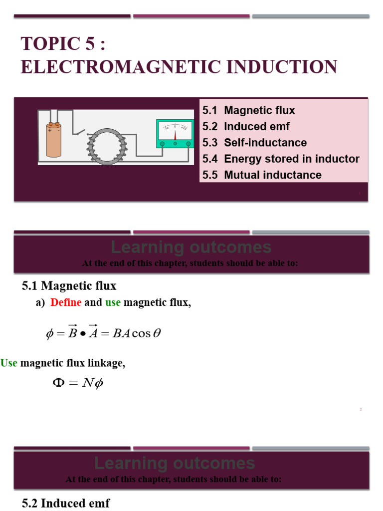 Chapter 5 Phy | PDF | Electromagnetic Induction | Inductance