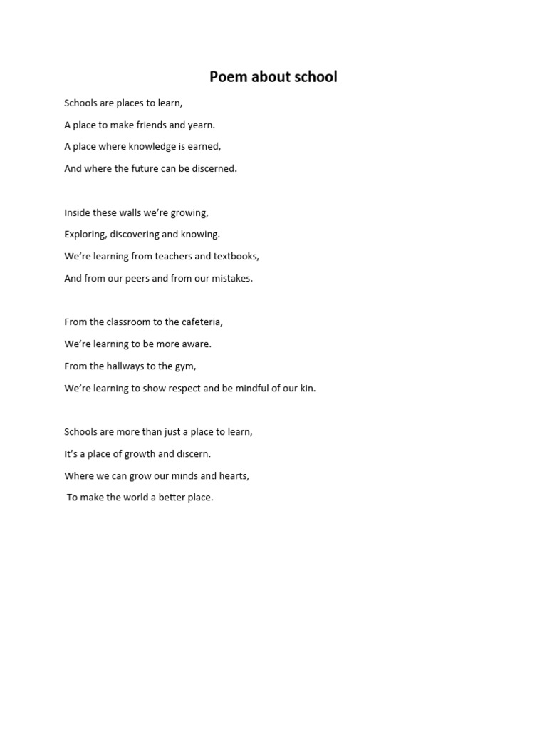 Poem Celebrating School Life | PDF | Career & Growth