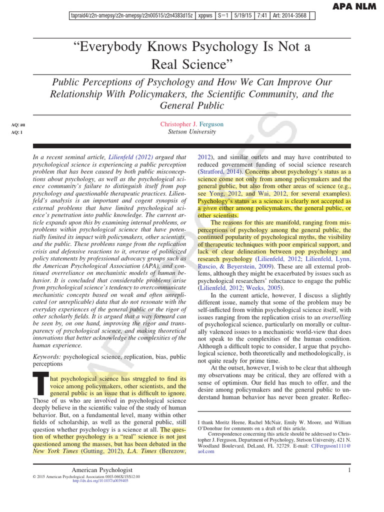 Psych Science | PDF | Statistical Significance | Statistics