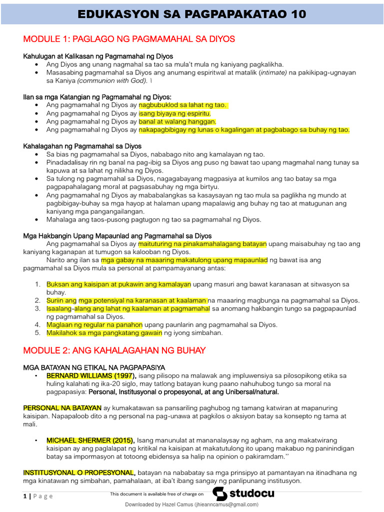 q3 Esp 10 Reviewer | PDF