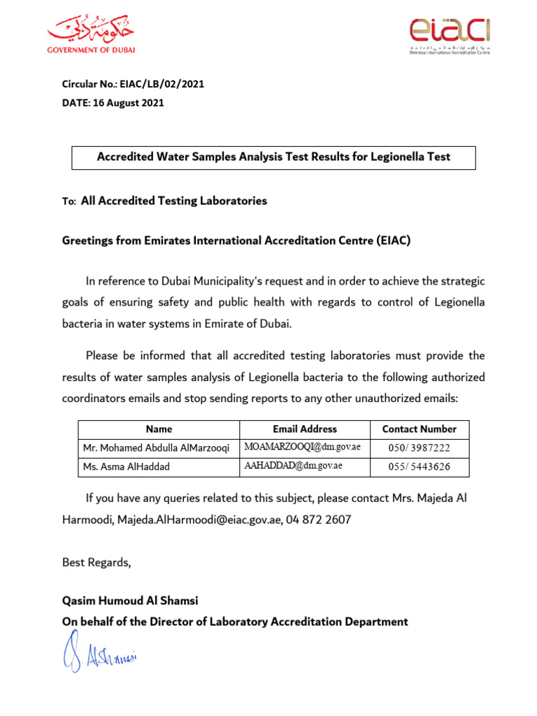 EIAC-LB-02-2021 - Water Samples Analysis Results For Legionella Test | PDF