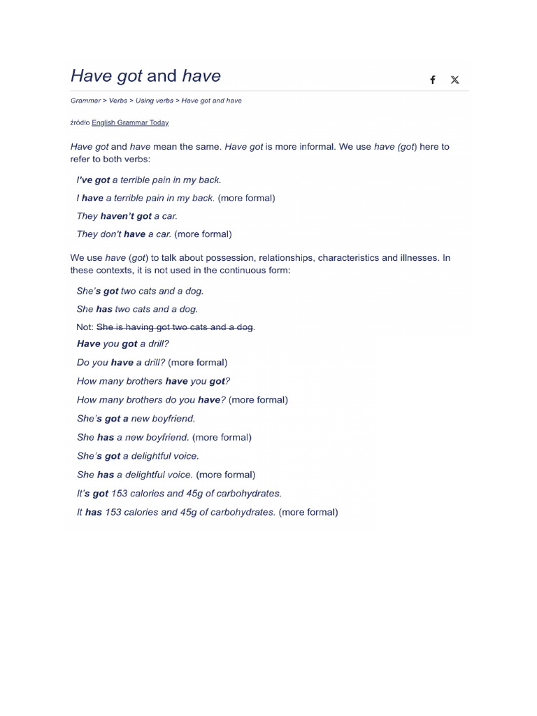 Have Got Vs Have | PDF Have Got Vs Have | PDF