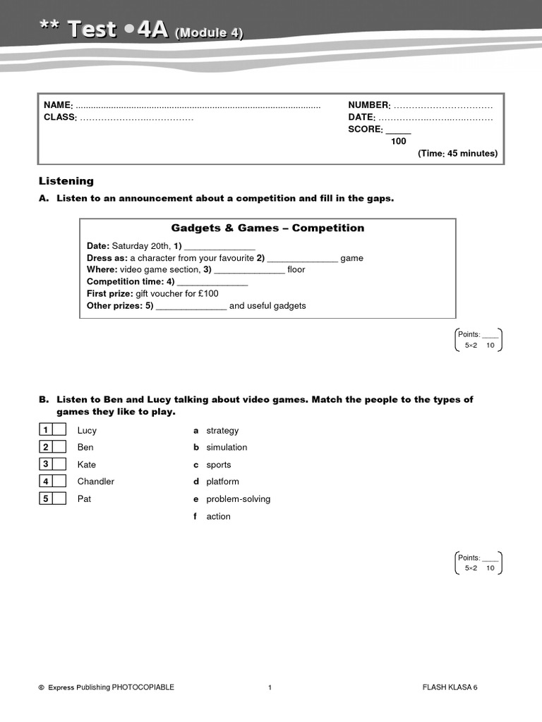 Flash 6 Unit 4 Test Preparation | PDF | Mario
