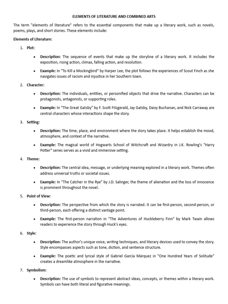 Literature in Combined Arts Examples | PDF | The Arts | Narration
