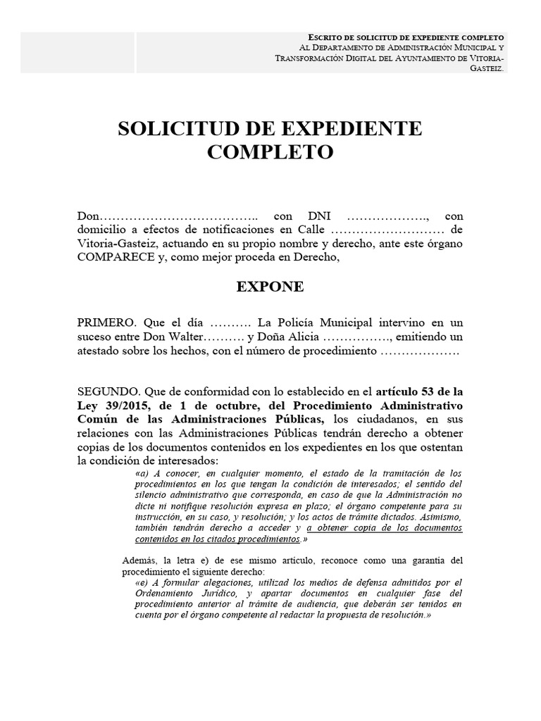 Solicitud de Expediente Completo Simple | PDF | Gobierno | Justicia