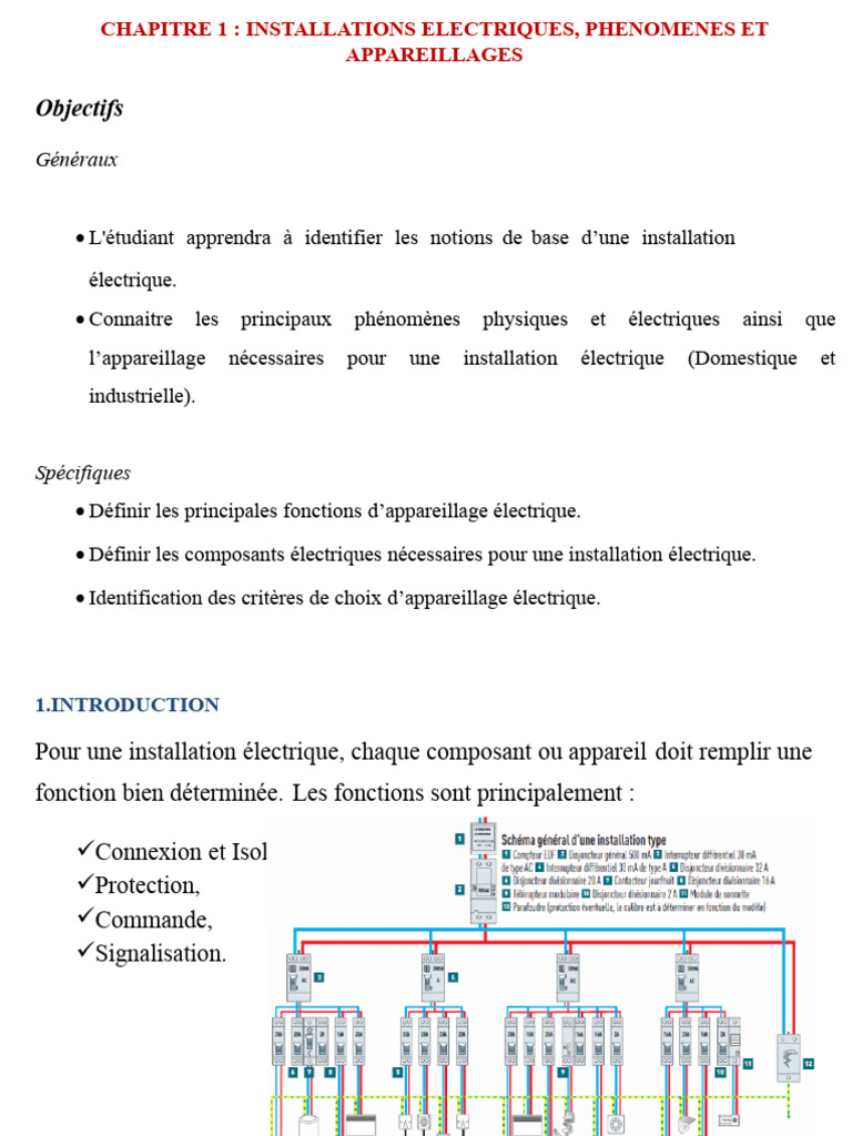 Chapitre 1 Installations Electriques Phenomenes Appareillages | PDF | Énergie électrique ...