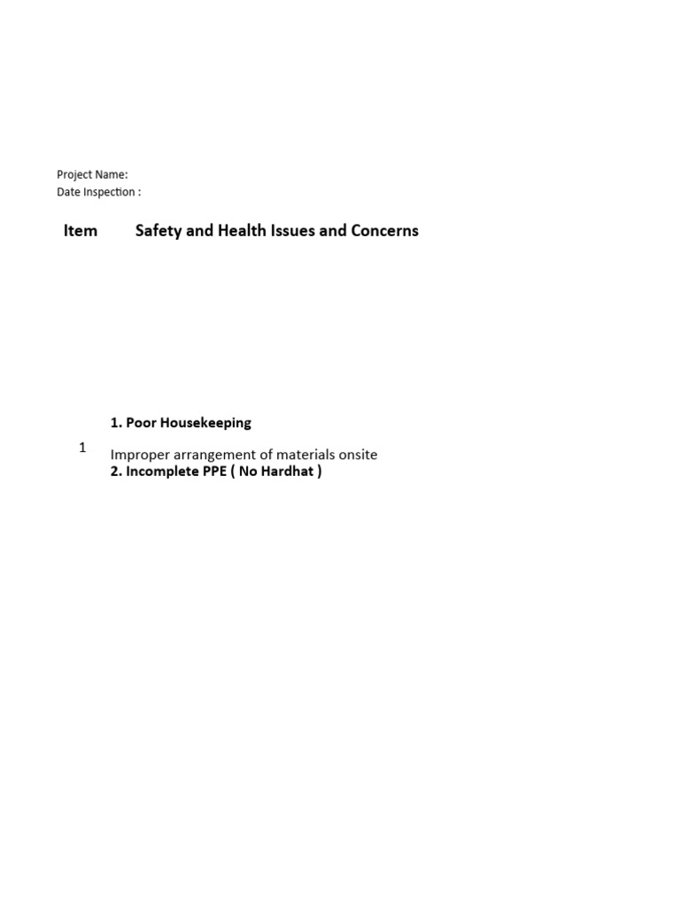 Safety Inspection Report Template REFERENCE (2) | PDF | Personal ...