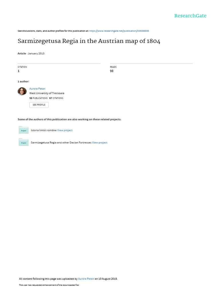 A. Petan Sarmizegetusa Regia Map | PDF