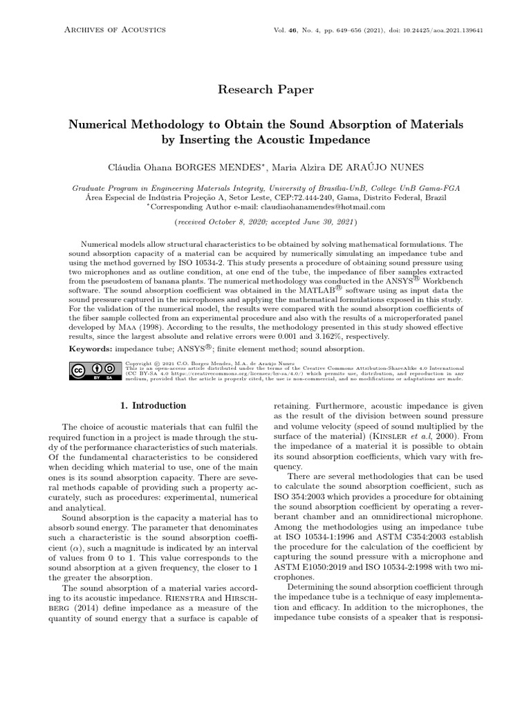 Numerical Methodology To Obtain The | PDF | Microphone | Finite Element ...