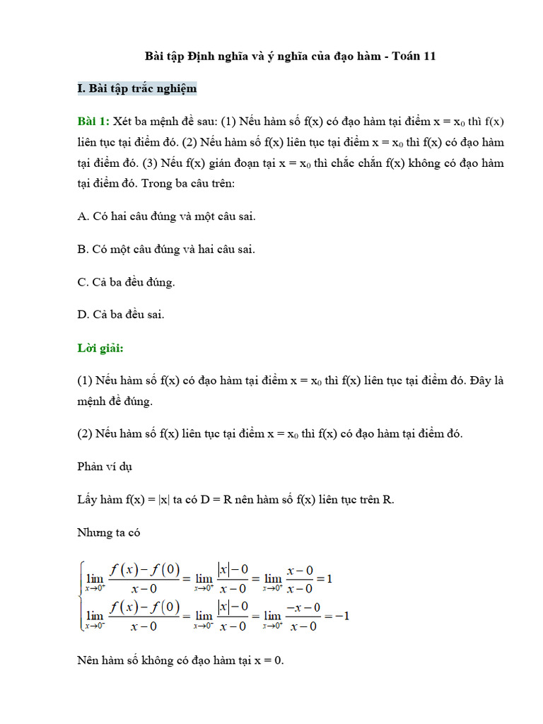 50-bai-tap-dinh-nghia-va-y-nghia-cua-dao-ham-co-dap-an-toan-11 | PDF