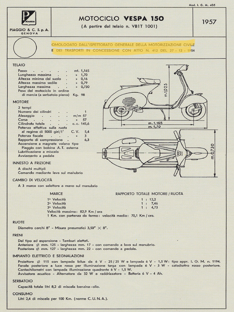 STO Vespa 150 VB1T 1957 | PDF