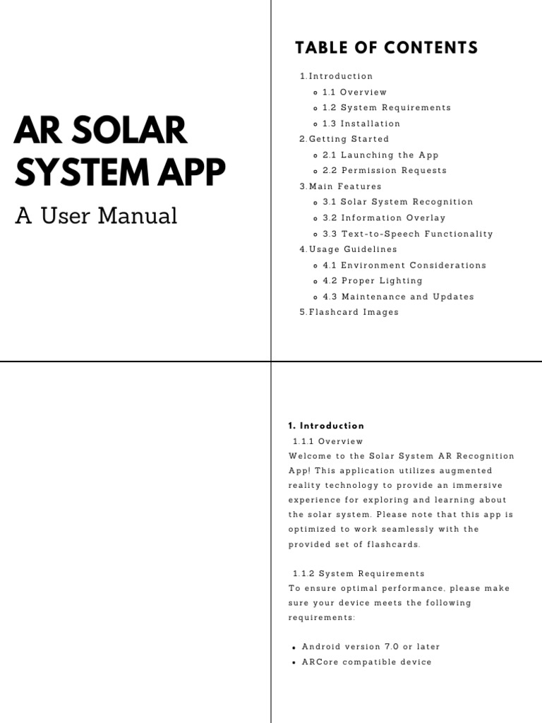 AR Solar System User Manual | PDF | Augmented Reality | Mobile App
