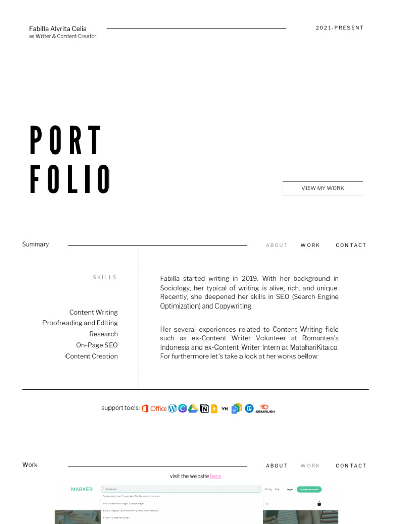 Fabilla Celia: SEO Content Writer Portfolio | PDF