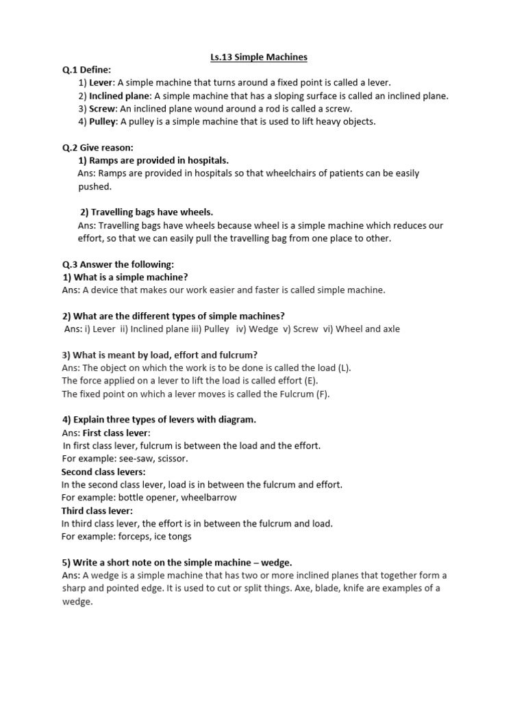 Understanding Simple Machines Explained | PDF