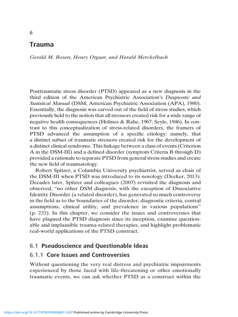 Trauma | PDF | Eye Movement Desensitization And Reprocessing ...