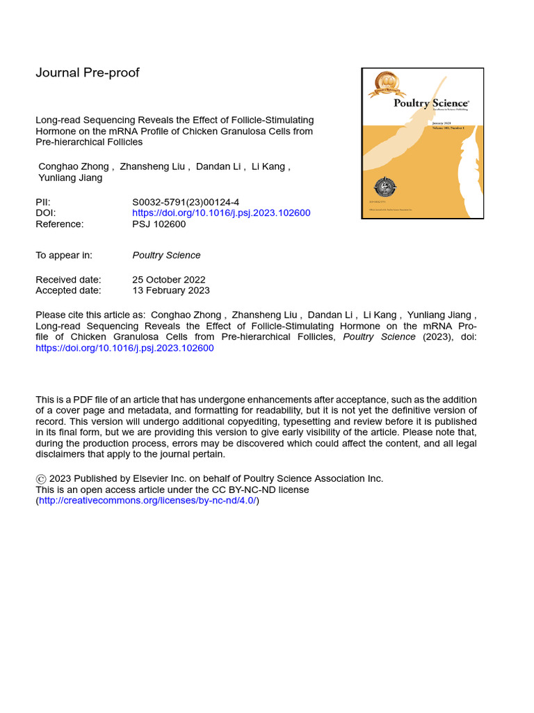 FSH Effects on Chicken Granulosa mRNA | PDF | Cellular Processes ...