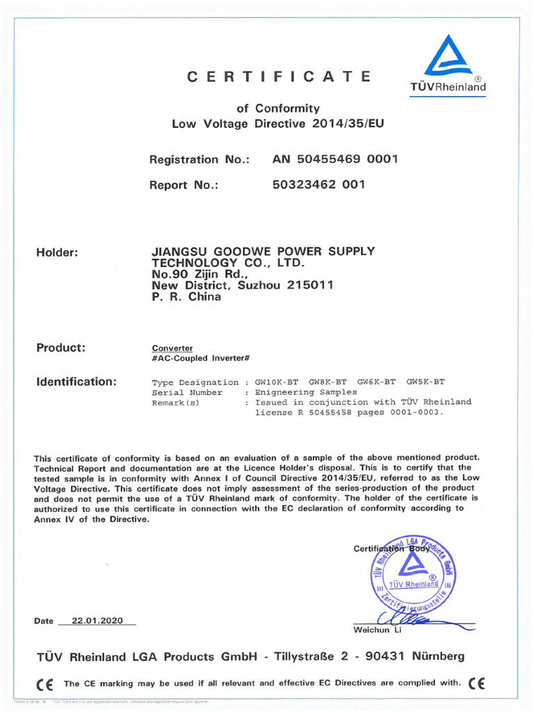 Certificat LVD CE EN | PDF