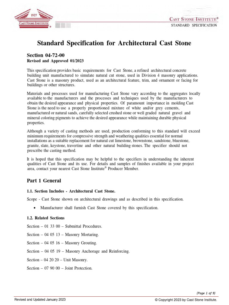 Standard_Specifications_for_Architectural_Cast_Stone | PDF | Concrete ...
