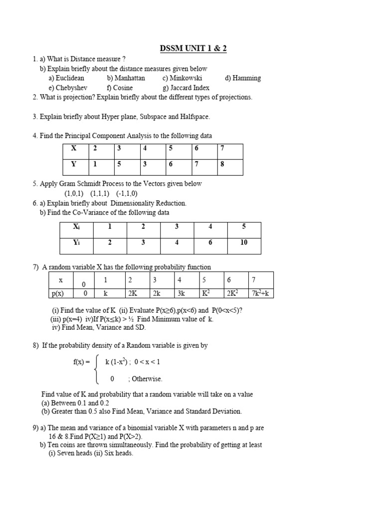 DSSM Imp Questions For End Examinations | PDF | Standard Deviation | Probability Distribution