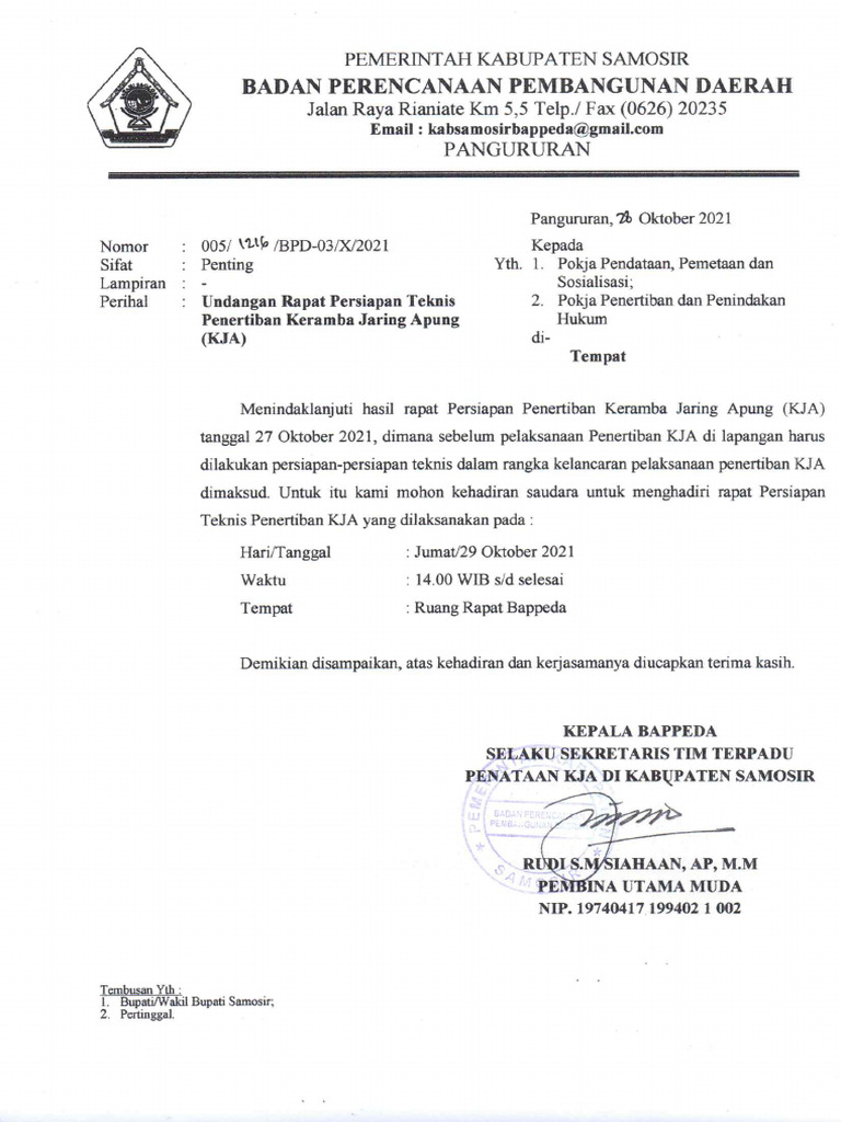 Undangan Rapat Persiapan Teknis Penertiban KJA | PDF