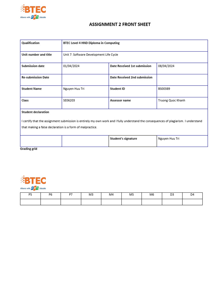 SDLC - Assignment 2 Frontsheet | PDF | Software Testing | Software Quality