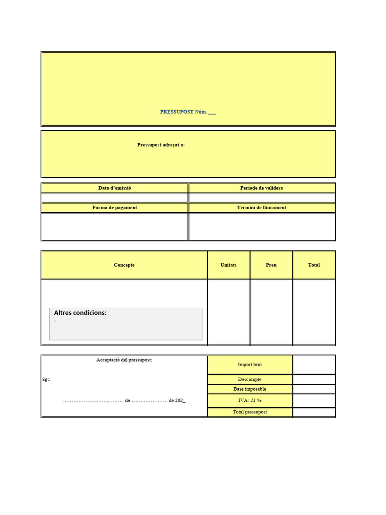 Plantilla Pressupost | PDF