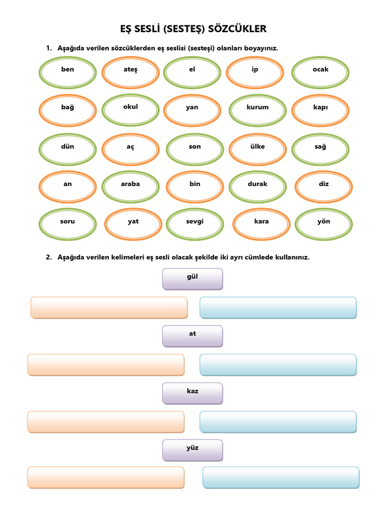 Eş Sesli Sözcükler - Salih Emre ÖNAL | PDF