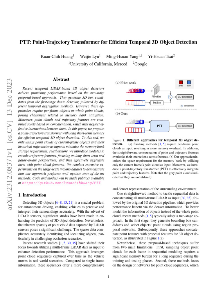 Point-Trajectory Transformer For Efficient Temporal 3D Object Detection ... Point-Trajectory Transformer For Efficient Temporal 3D Object Detection ...