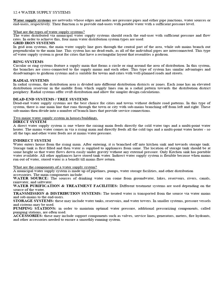Water Supply System | PDF | Water Supply Network | Water Supply