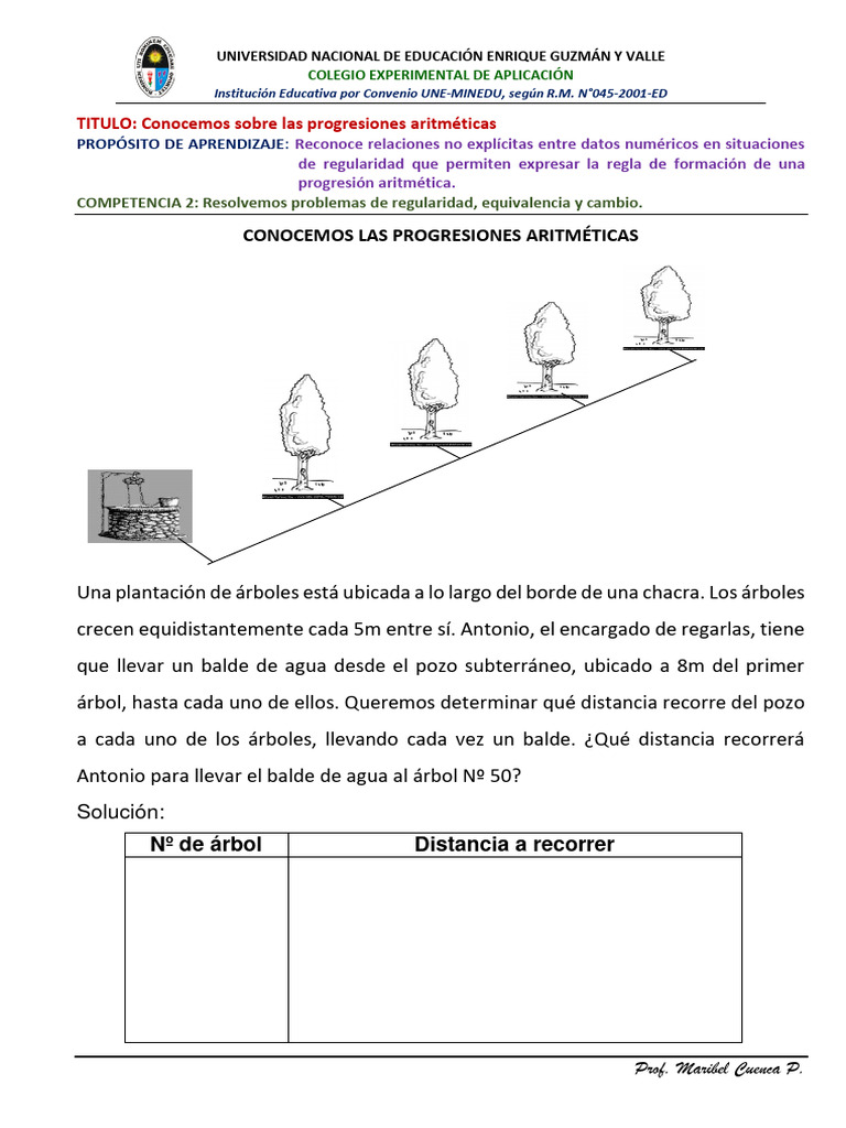 Ficha Sesión 1 - Conocemos Las Progresiones Aritméticas - 1° Sec | PDF | Ciencia y matemáticas