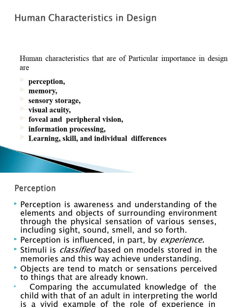 Human Charactristics in Design | PDF | Perception | Memory