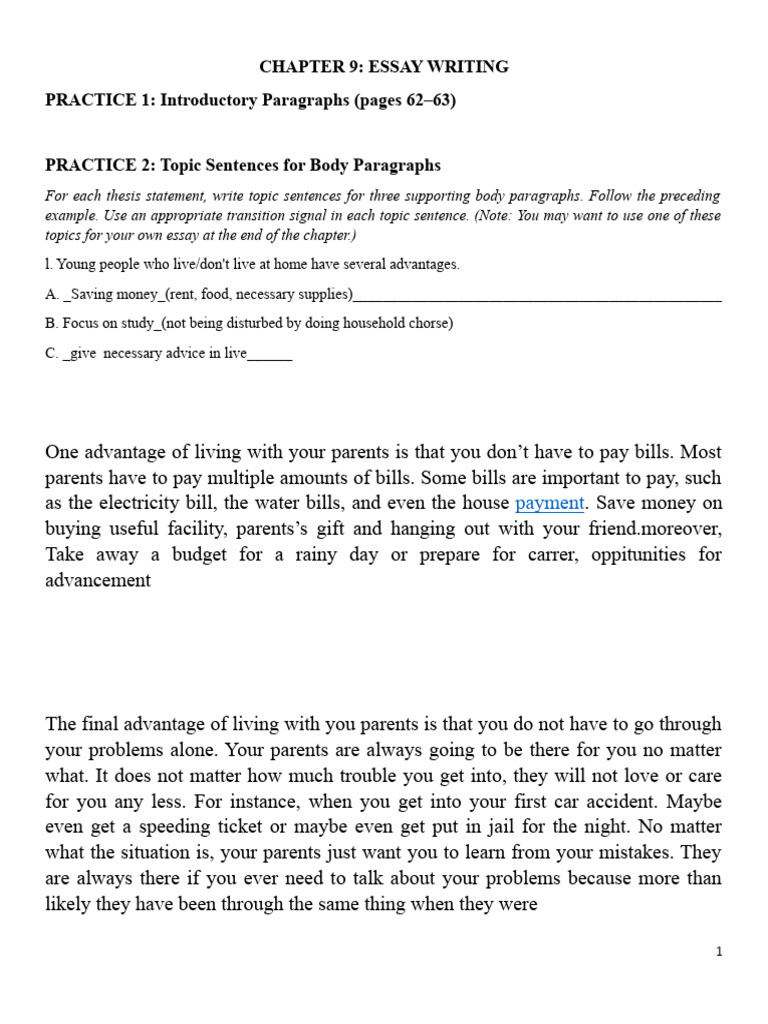 Chapter 9-Essay Writing - Practice | PDF | Teachers | Paragraph