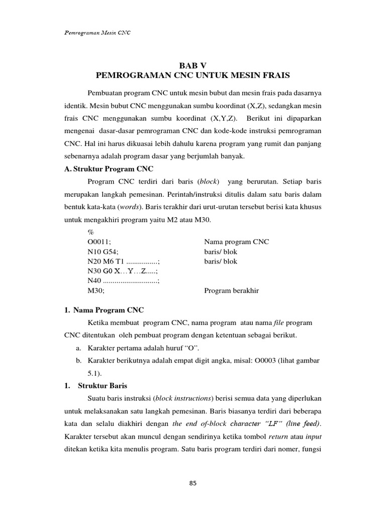 Pemrograman Dasar Mesin CNC | PDF | Metode & Bahan Ajar | Komputer