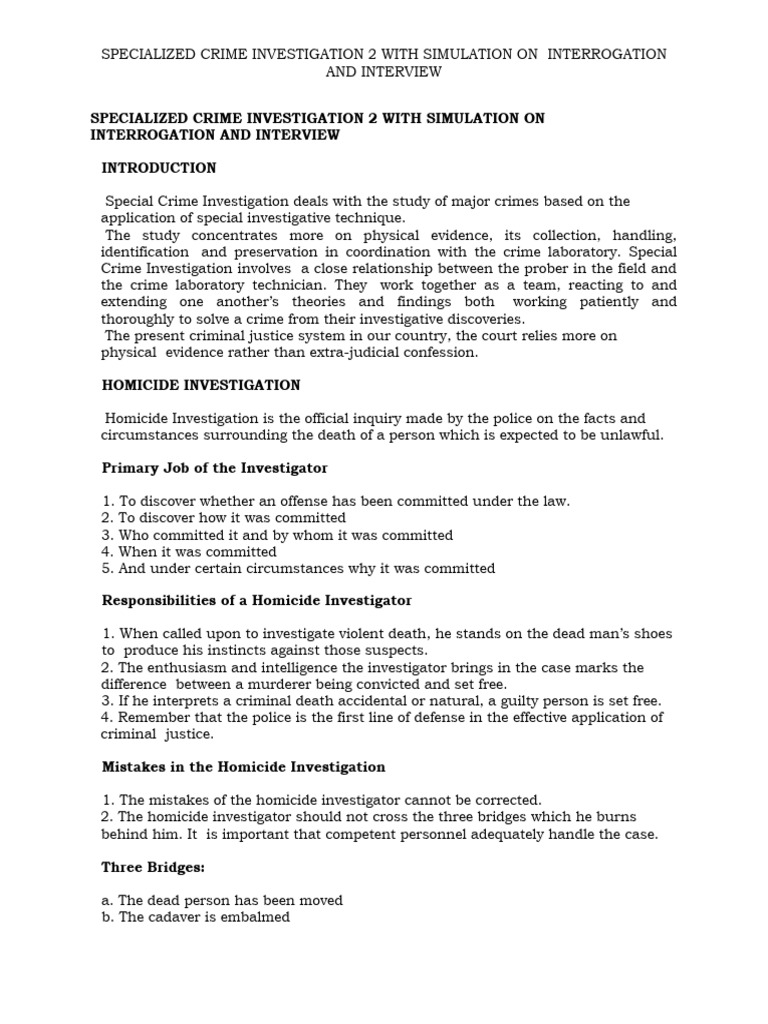 Specialized Crime Investigation 2 With Simulation On Interrogation and ...