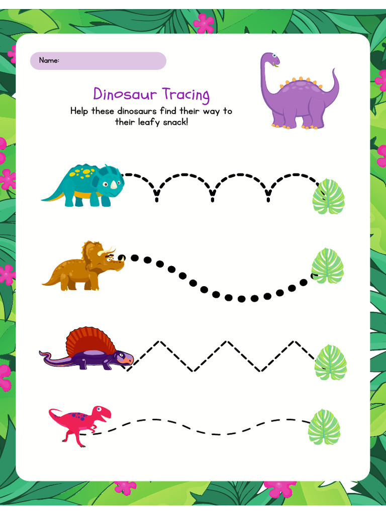 Dinosaur Tracing Worksheet | PDF