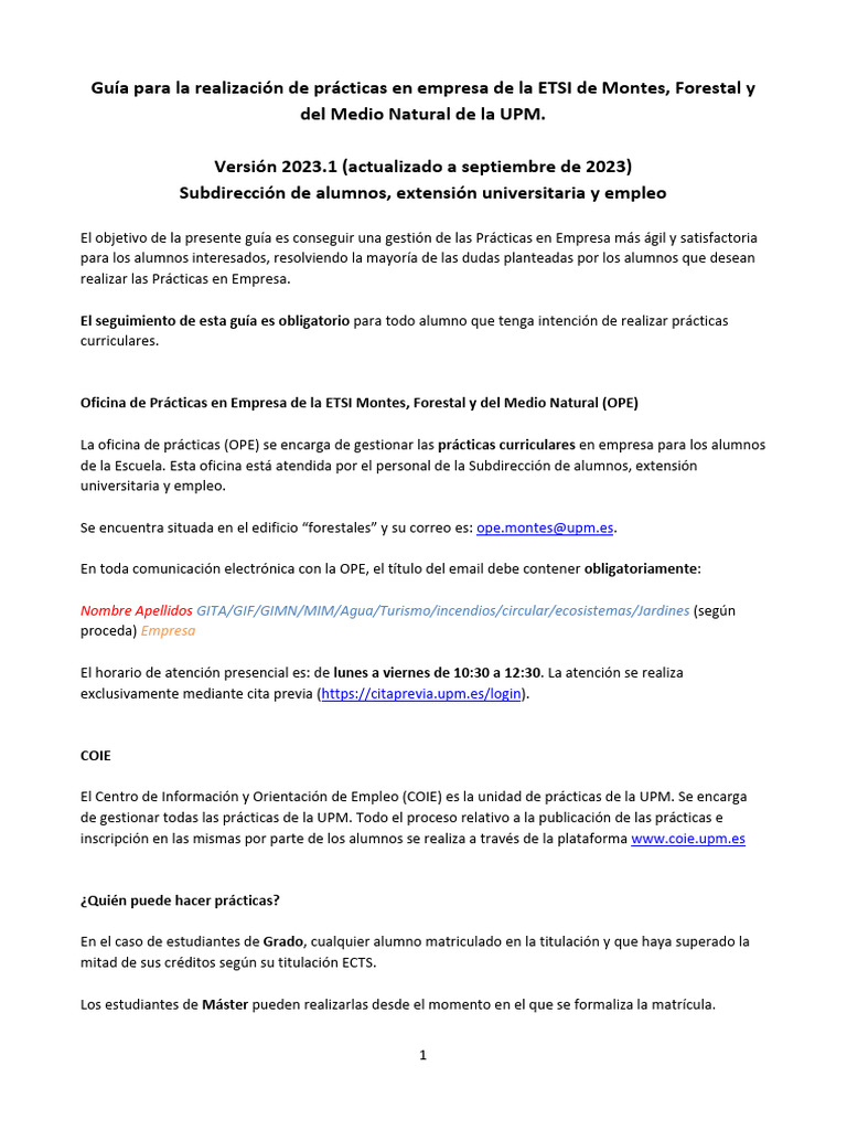 Guía Prácticas ETSI Montes UPM 2023 | PDF | Business | Silvicultura