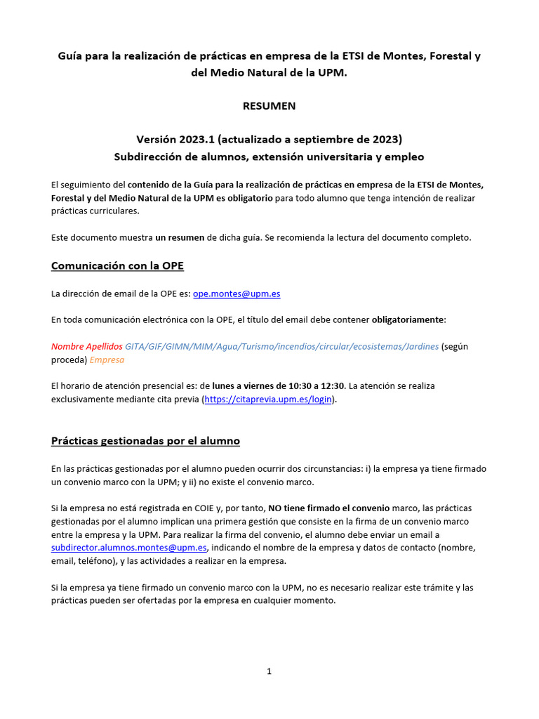 Guía Prácticas ETSI Montes UPM 2023 | PDF