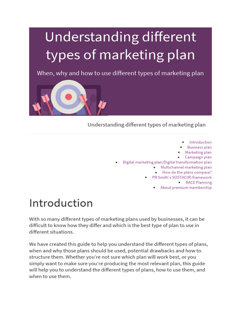 Types of Marketing Plans Explained | PDF | Digital Marketing | Marketing