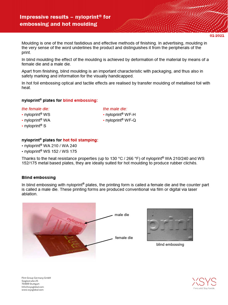 Nyloprint Embossing and Hot Moulding EN | PDF | Printing | Industrial Processes