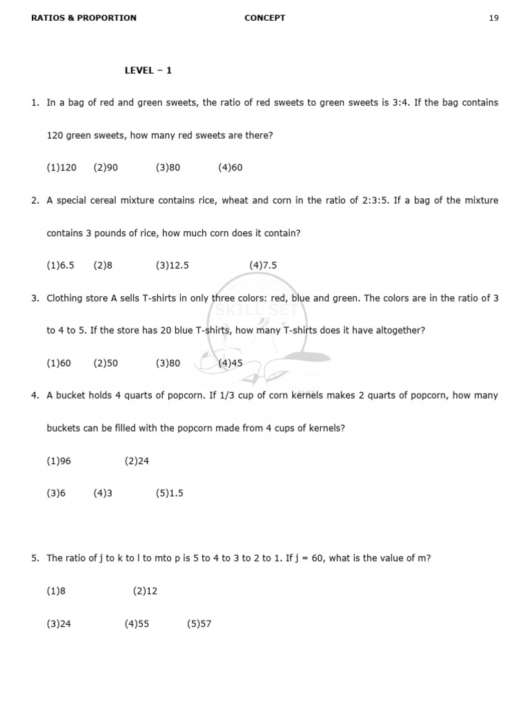 Ratios & Proportions | PDF | Ratio | Popcorn