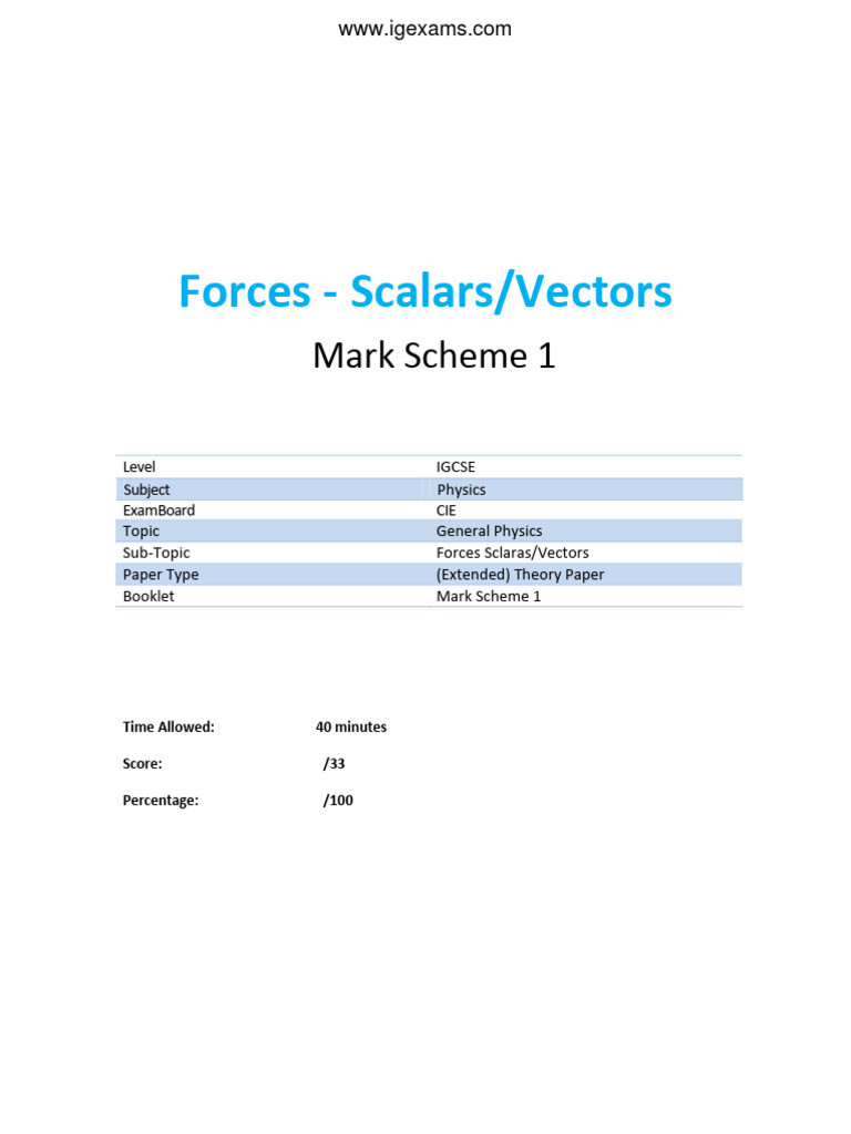153 Scalars Vectors CIE IGCSE Physics Ext Theory Ms | PDF | Euclidean ...
