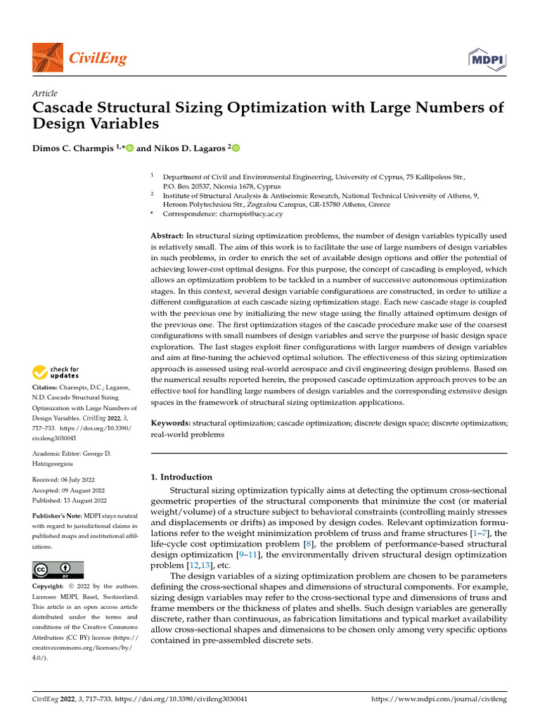Cascade Structural Sizing Optimization With Large Numbers Of Design